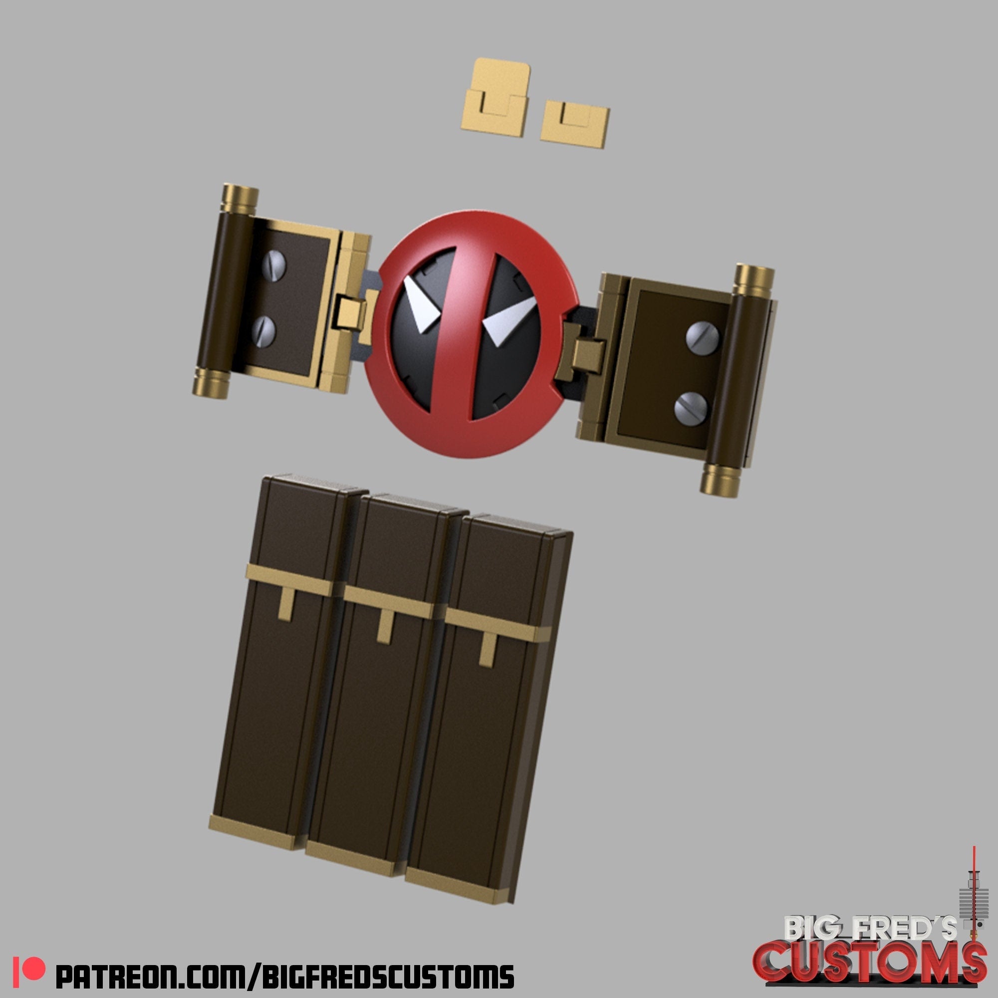 Deadpool Belt Buckle and Leg Pouches (Deadpool and Wolverine) STL (Dow ...